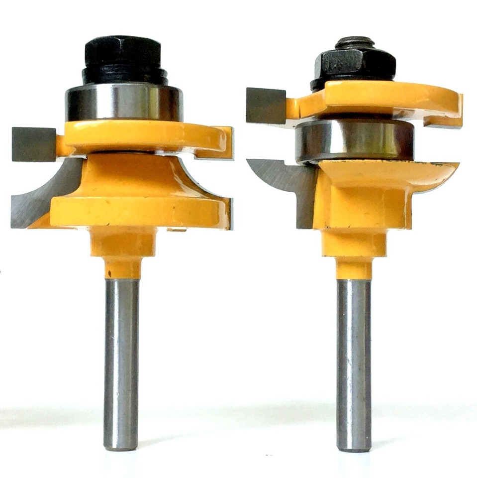 3 pc 1/4" SH Cove Raised Panel and Round Rail & Stile Router Bit Set S ...