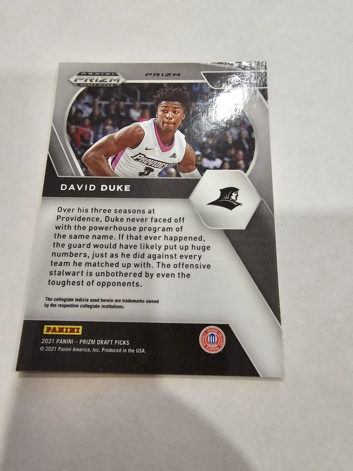 David Duke Jr. 2021 Panini Prizm Collegiate Draft Picks #44 Red White ...