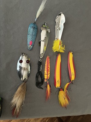 Vintage Fishing Spoon Jig Lot Huskie Pike Tony Accetta -Copy Cat -Red ...