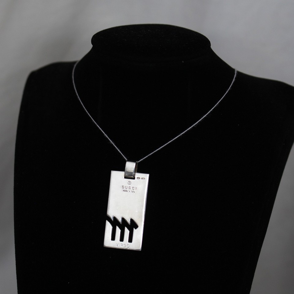 GUCCI Zodiac Logo Plate Virgo SV925 Barghio Pendant Charm Newly ...