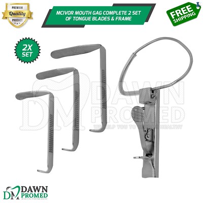 McIvor Mouth Gag 2 Set of Tongue Blades & Frame Surgical Dental ...
