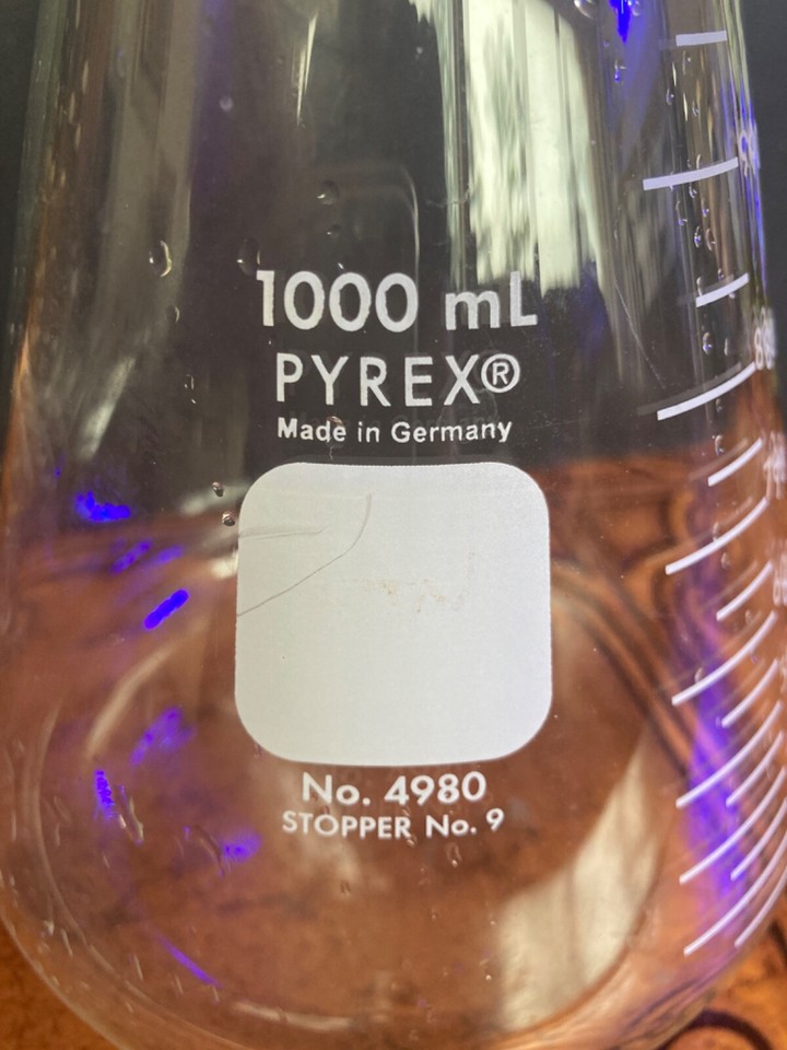 Corning Pyrex #4980-1L, 1000ml Narrow Mouth Erlenmeyer Flask | eBay