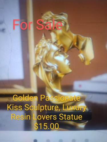 Golden Passionate Kiss Sculpture Luxury Resin Lovers Statue | eBay