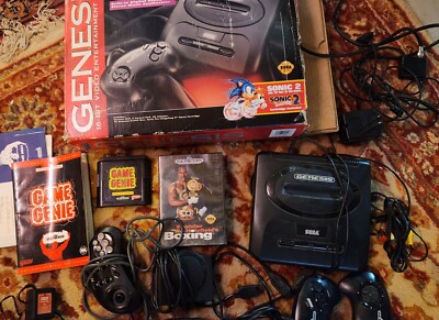 Sega Genesis Model 2 Console Bundle With Box, Boxing Game, Game Genie ...