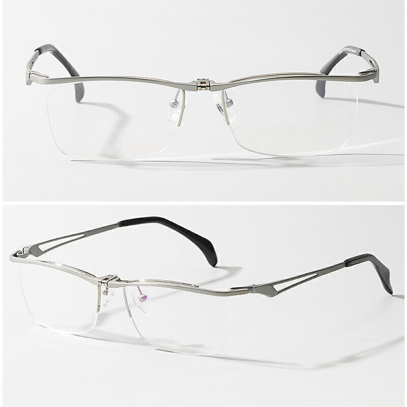 56mm Flip Up Eyeglass Frames Half Frame Titanium Foldable GlassesFrame ...