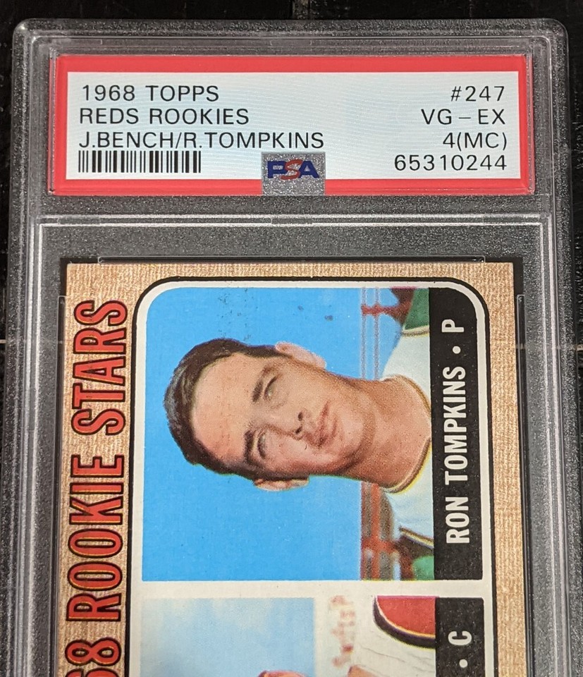 1968 Topps Johnny Bench ROOKIE PSA 4 VG-EX (mc) #247 Reds Ron Tompkins ...