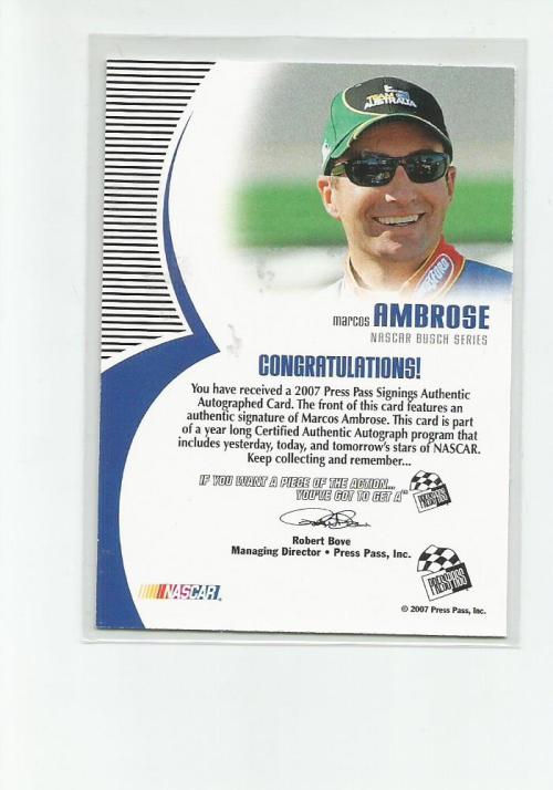 2007 PRESS PASS SIGNINGS #5 MARCOS AMBROSE AUTO | eBay
