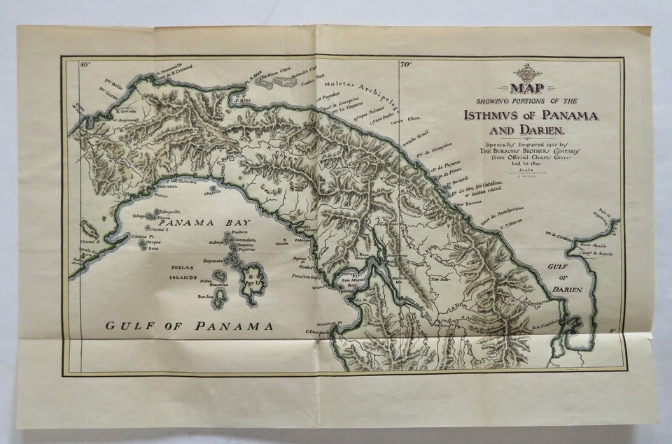 Panama Isthmus Central America Gulf of Darien c. 1891 hand color map | eBay