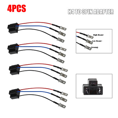 4PCS H4 9003 to 3 PIN Socket Connector Adapter for 5x7" 7x6" 4x6" LED ...