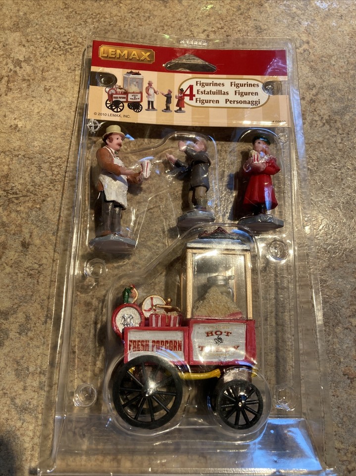 Lemax Popcorn Seller Holiday Village Carnival Food Cart Train Accent-4 ...