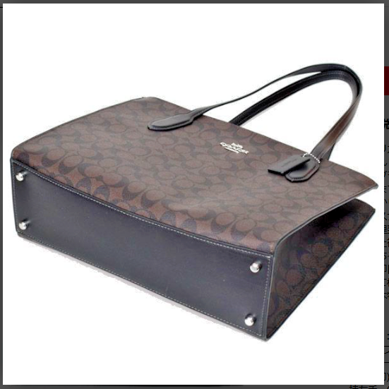 Coach CL399 Nina Signature Tote Shoulder Bag Brown Black Leather Outlet ...
