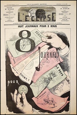 Journal L'Eclipse No 336 Year 1874 Eight Newspapers For On | eBay