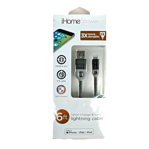 iHome |6 FT Aluminum Charge & Sync Nylon Braided MFi Certified ...