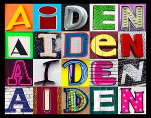 AIDEN Name Poster featuring photos of actual sign letters | eBay