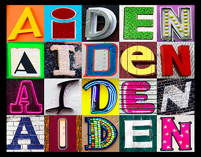 AIDEN Name Poster featuring photos of actual sign letters | eBay