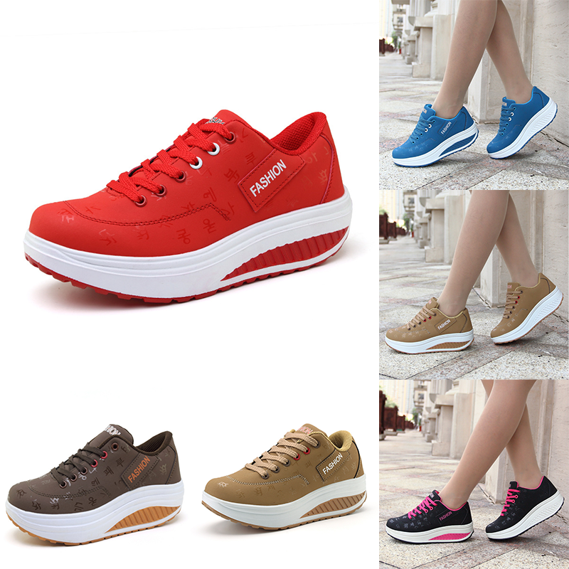 Womens Rocker Shoes Slip On Wedges Tennis High Platform Casual Lace Up ...