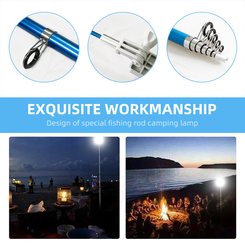 Portable Camping Lantern Lamp 500W Telescopic COB Rod LED Fishing Light ...