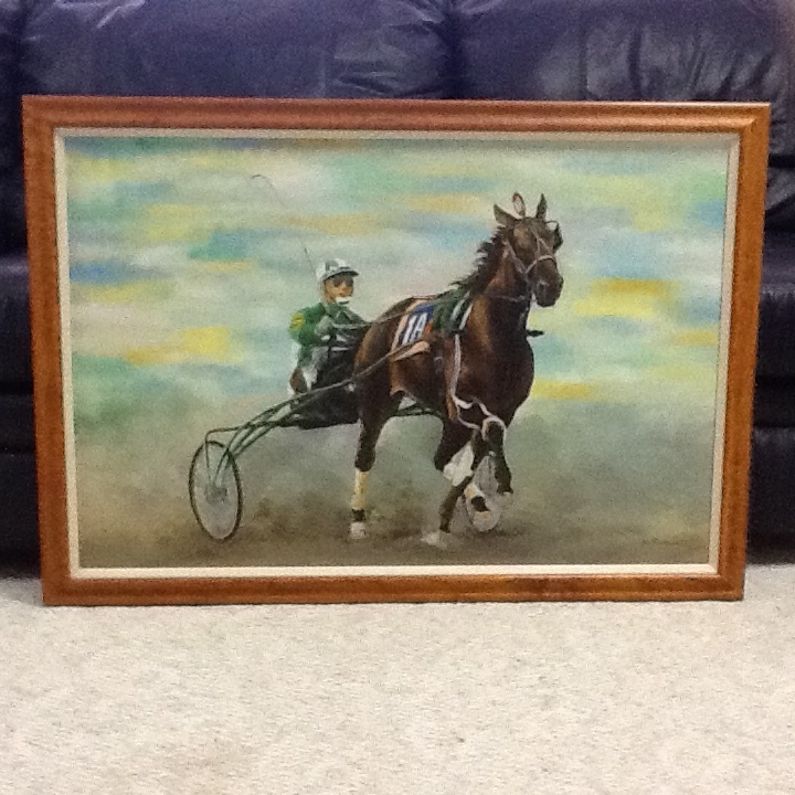ORIGINAL OIL PAINTING ON CANVAS "TIMOTHY T" THE TROTTER A MUST FOR RACE ...