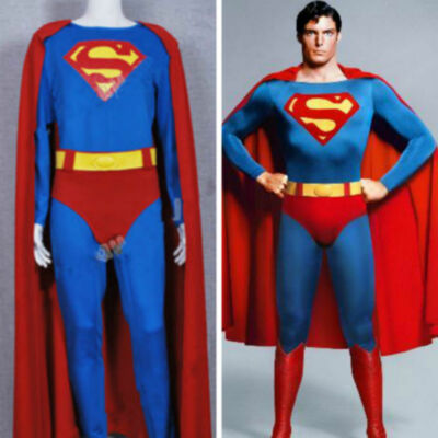 Superman Superhero Male Christopher Reeve Red Jumpsuit Cosplay Costume ...
