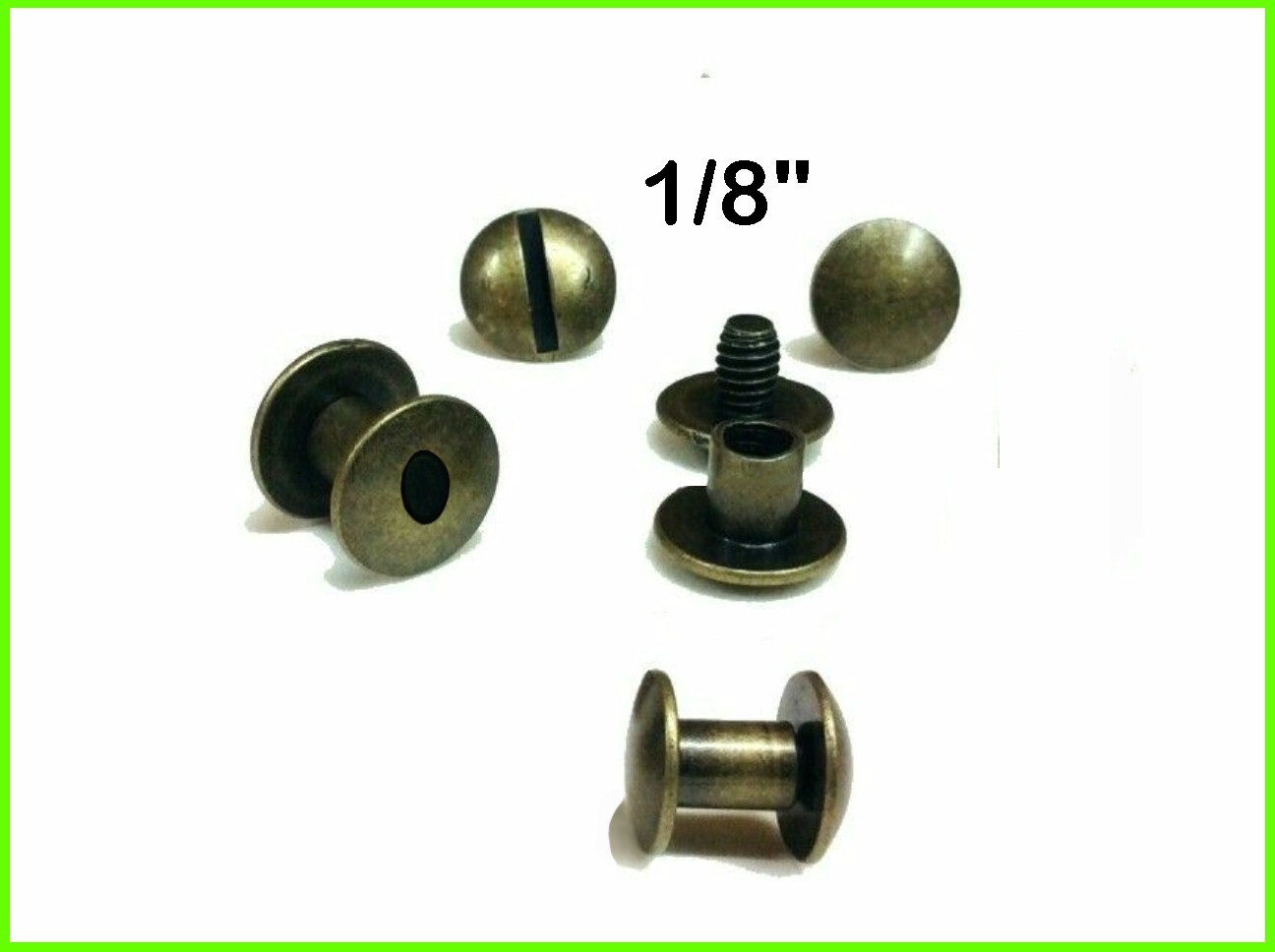 Screw Rivets "HOLE" (4 sets) 1/8" Antique Brass " HOLED" Rifle Sling ...