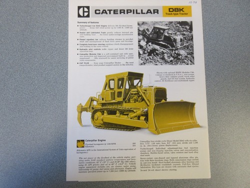 Caterpillar D8K Crawler Tractor Brochure 6 Page Good Condition | eBay
