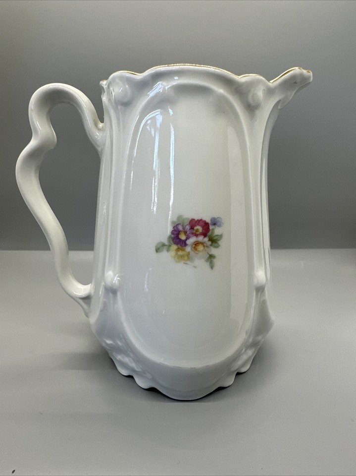 Antique Bavarian Porcelain Pitcher w/ Pink Rose Floral Marked Bavaria ...