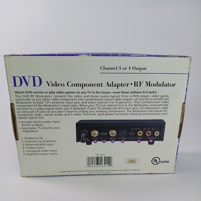 Radio Shack 15-1214 Video Component Adapter RF Modulator Ac1 for sale ...