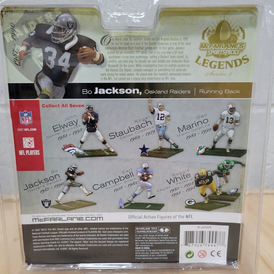 Bo Jackson Figure Oakland Raiders New 2007 NFL Legends Series 3 ...