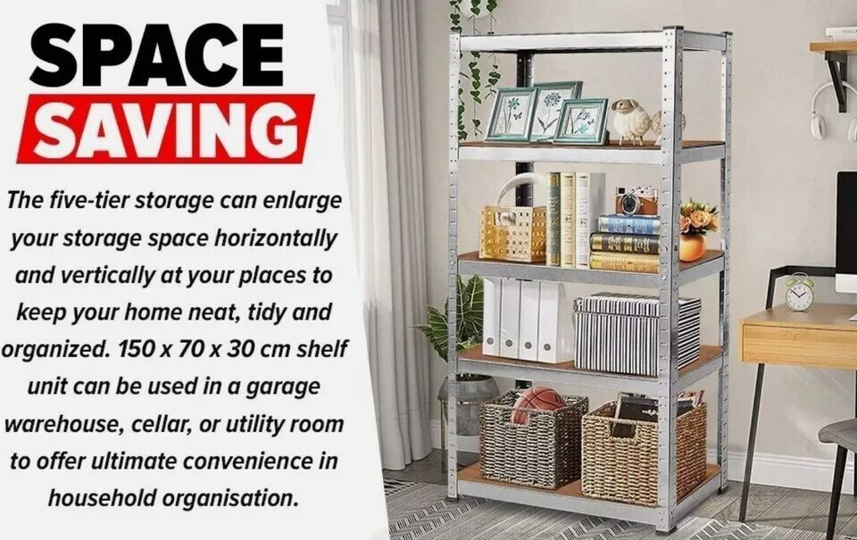 Silver Garage Shed Racking Storage Shelving Units Boltless Metal ...