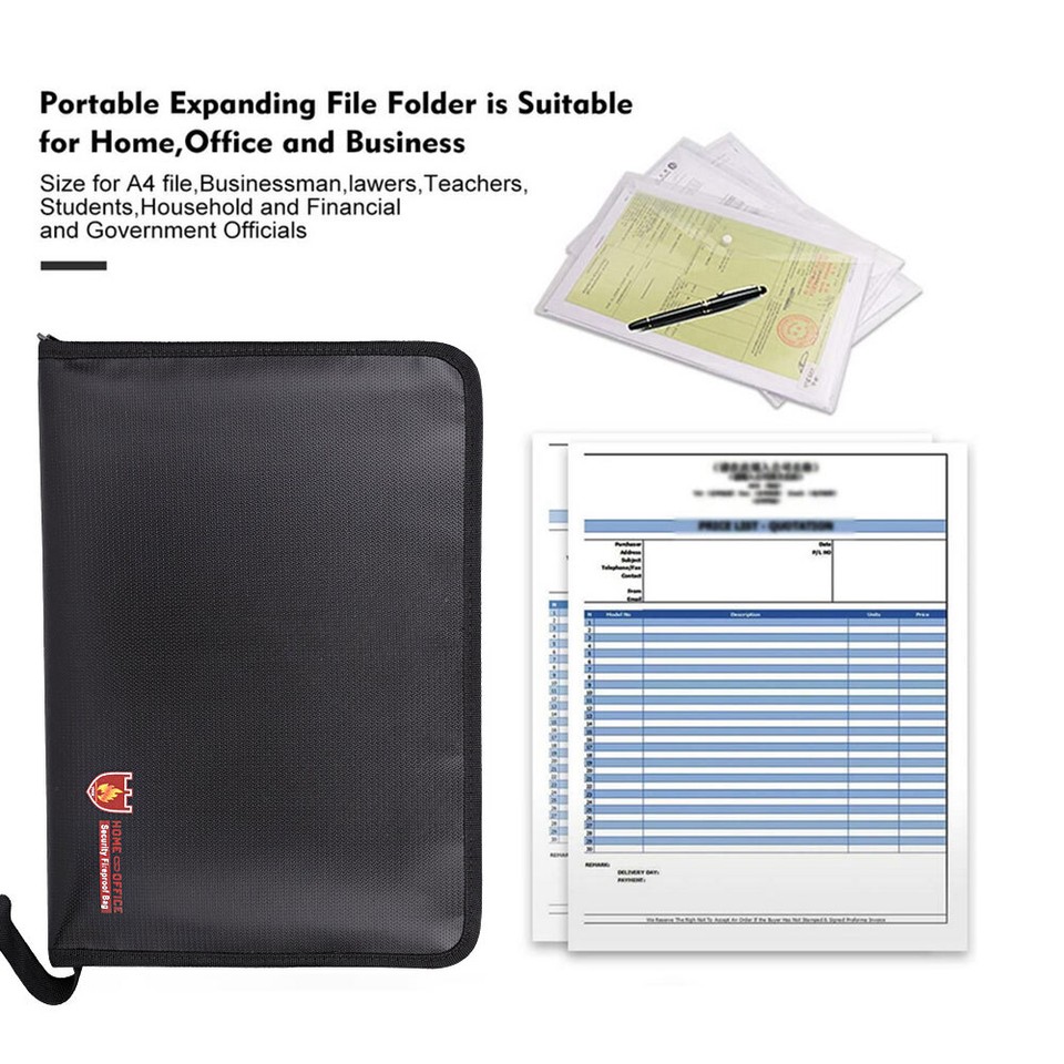 Fireproof Document Bag Waterproof Money Box Safe Cash File Folder ...