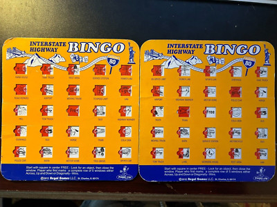2 Boards Regal CAR BINGO Interstate Highway/Auto Bingo Game Vintage ...