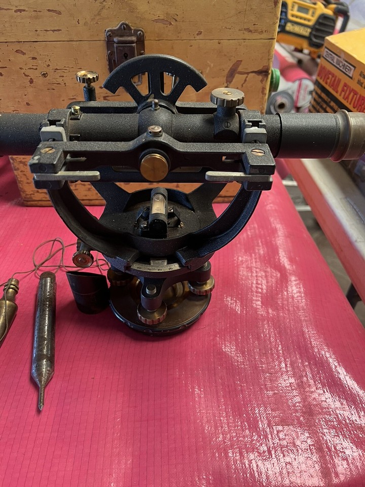 ANTIQUE DAVID WHITE BUILDERS TRANSIT LEVEL SURVEYING TOOL & WOOD CASE ...