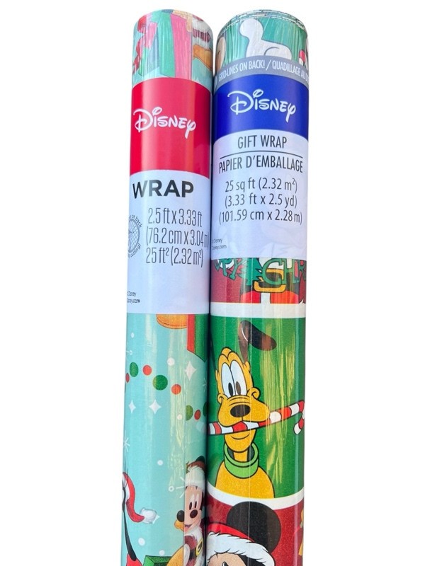 2 Rolls Disney Mickey Mouse Donald Duck Goofy Christmas Wrapping Paper ...