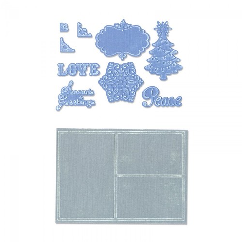 SIZZIX dies & embossing folders COLLAGE FRAMES Christmas Tree Snowflake ...