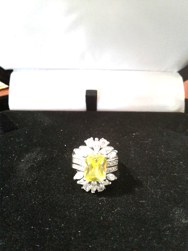 PRINCESS LAB CREATED CANARY DIAMOND ENGAGEMENT WEDDING RING SZ 5 OR 7 ...