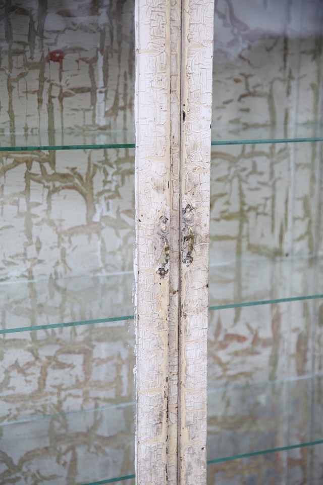 Antique Medical Cabinet Wood Glass Display Case Vintage apothecary Chippy white | eBay