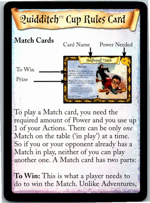 Harry Potter Quidditch Cup CCG Rules Card | eBay