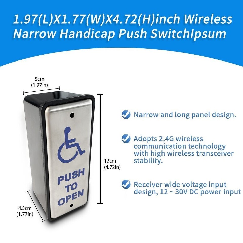 Handicapped Push Button for Automatic Door Opener,Single Narrow Wired ...