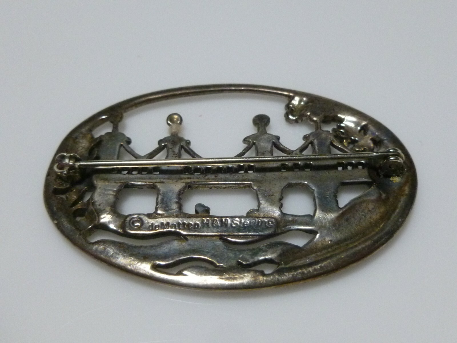 DEMATTEO STERLING SILVER BRIDGE WATER SWAN BROOCH PIN… - Gem