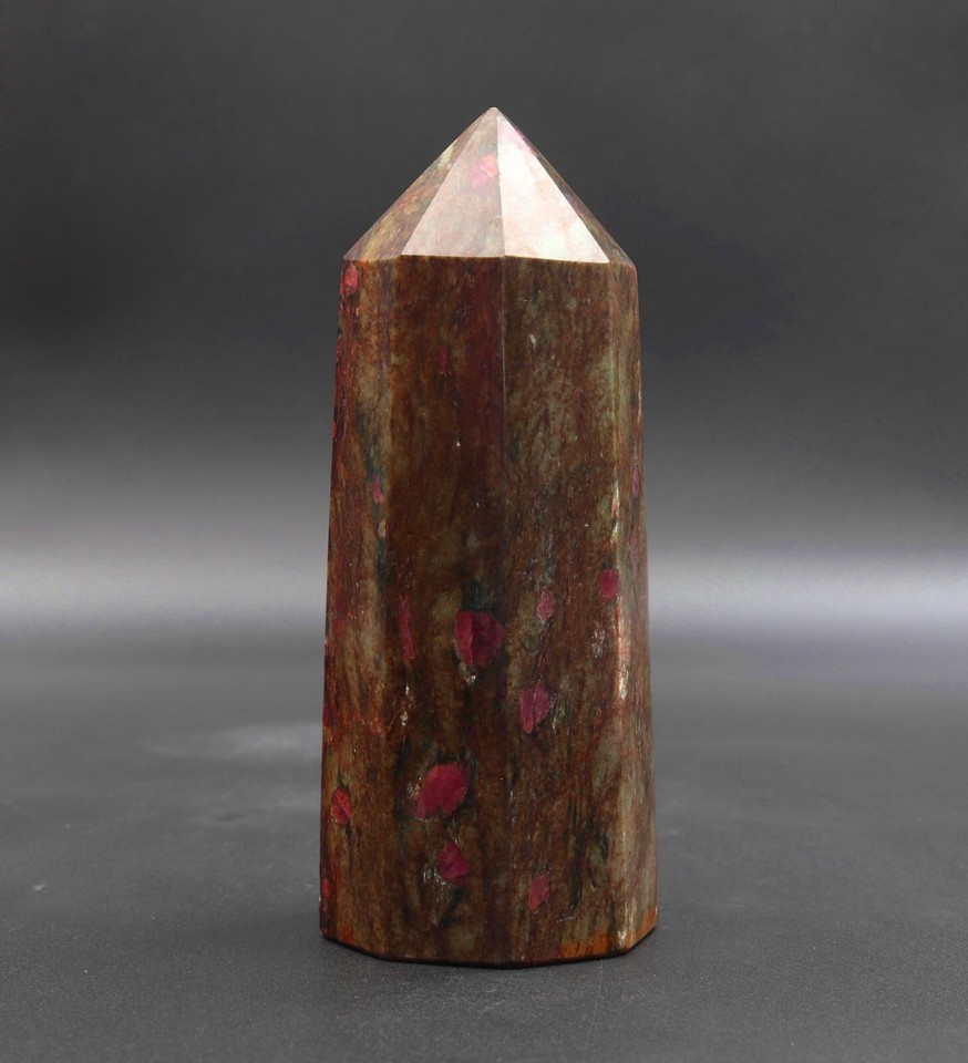 130MM Pink Ruby In Fuchsite Tower Crystal Healing Gemstone 8 Faceted ...
