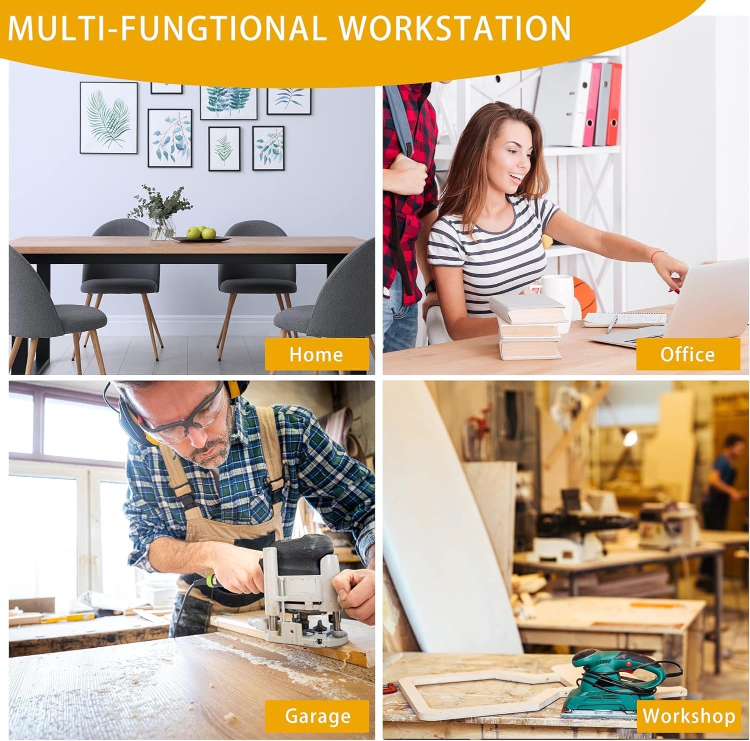 70" Adjustable Height Workbench 2000 LBS Heavy Duty Work Table with ...