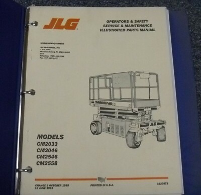 JLG CM2558 Scissor Lift Parts Catalog Owner Operator Service ...