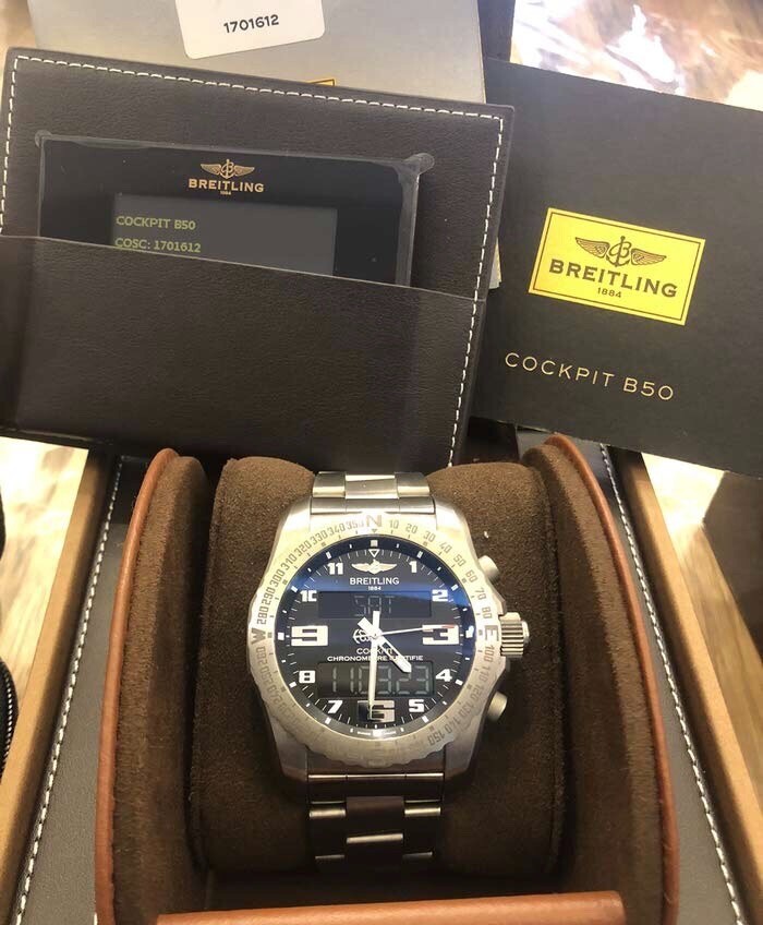 Breitling Cockpit B50 Professional EB5010 Black Dial Titanium full set ...