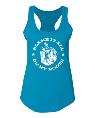 Blame it All on My Roots Next Level 6338 Gathered Racer Back Ladies ...