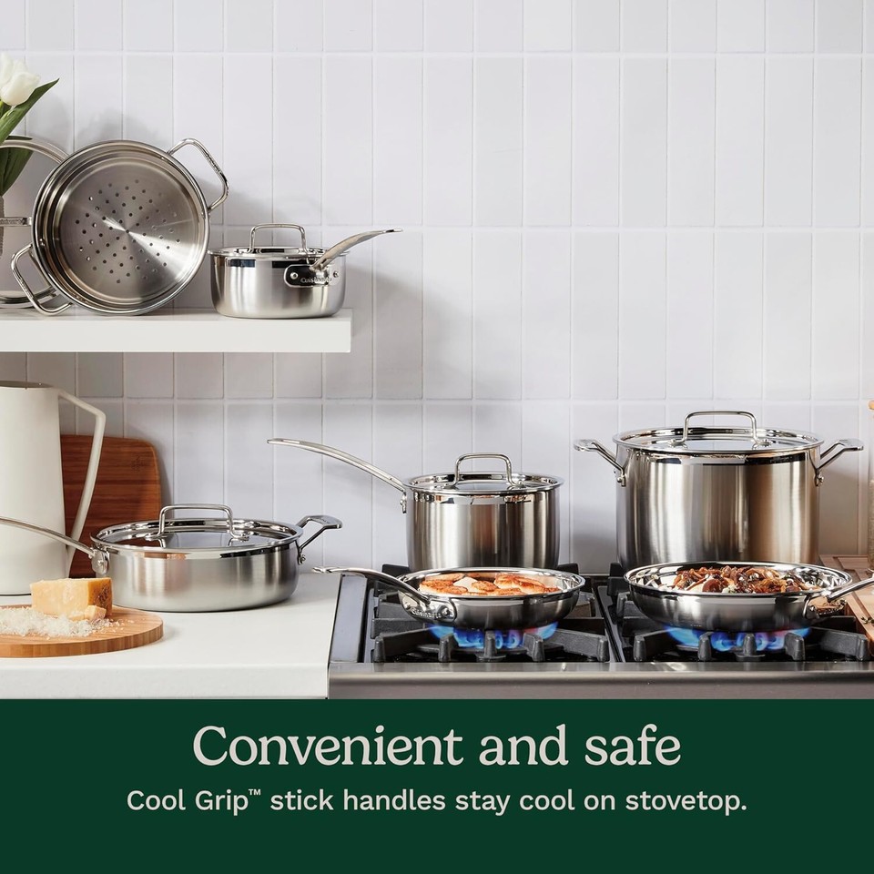 Cuisinart 12 Piece Cookware Set, MultiClad Pro Triple Ply, Silver, MCP ...