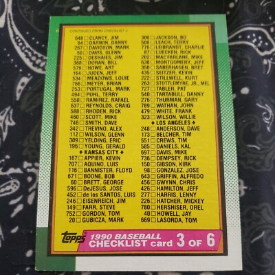 1990 Topps #376 MLB Checklist Card! | eBay