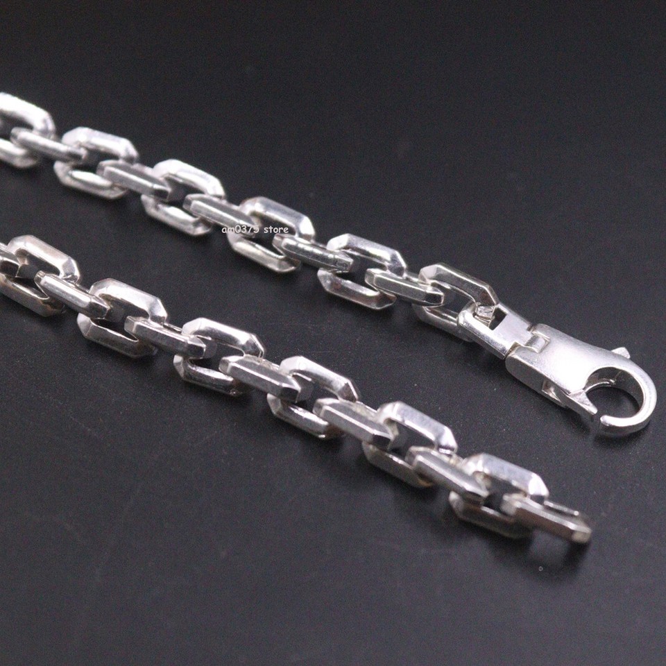 Pure 925 Sterling Silver Necklace Men Women 6mm Cable Chain Link 24inch ...