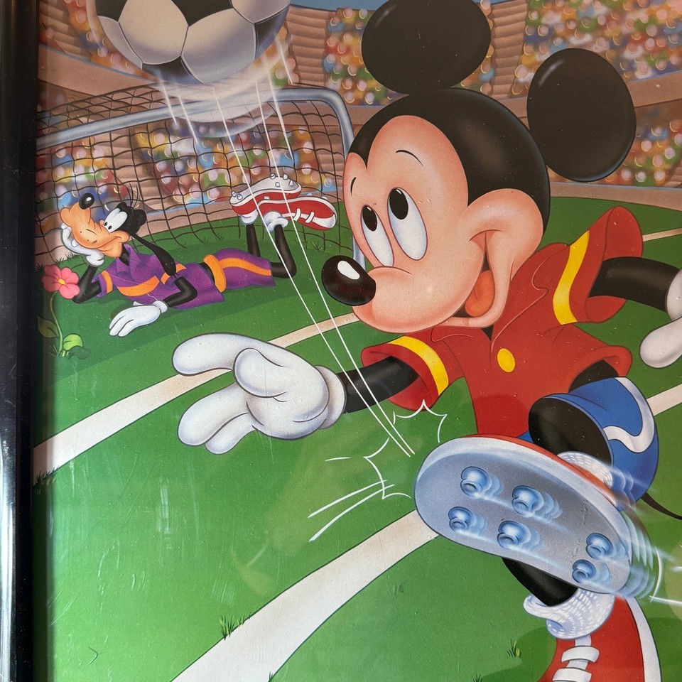 MICKEY MOUSE & GOOFY PLAYING SOCCER DISNEY O.S.P. EMBOSSED WOOD ART 20 ...
