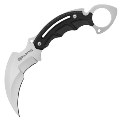BLACK AND SILVER KARAMBIT FIXED BLADE HUNTING KNIFE 9” With Hard Sheath ...