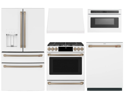 GE Cafe Matte White Kitchen Package with 30" Slide-in Gas Range | eBay